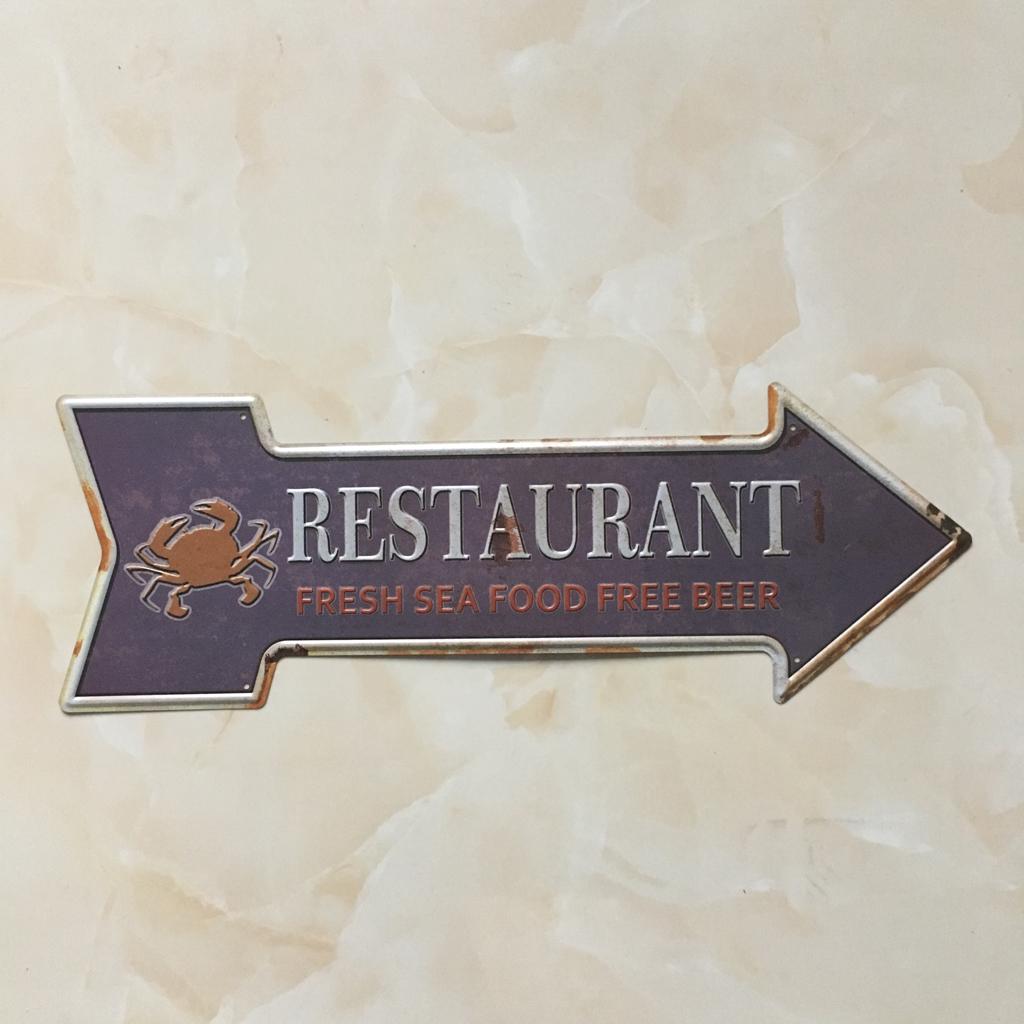 Buy Retro Style "Welcome" Coffee Cafe Arrow Shaped Cast Iron Painting ...