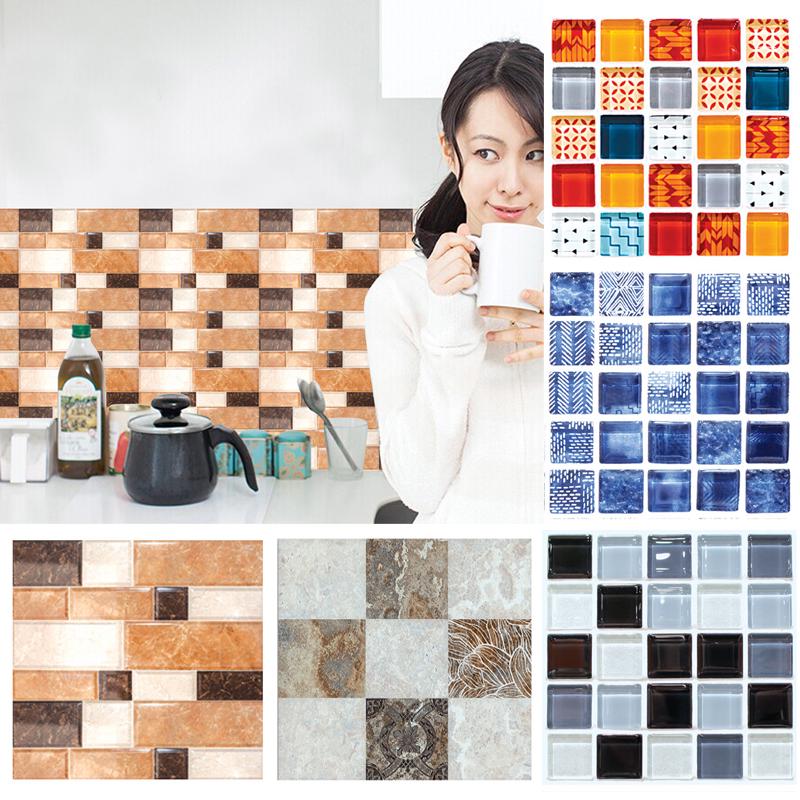 Buy 6pcs Self Adhesive Simulation Tile Sticker Mosaic Wall Sticker For ...