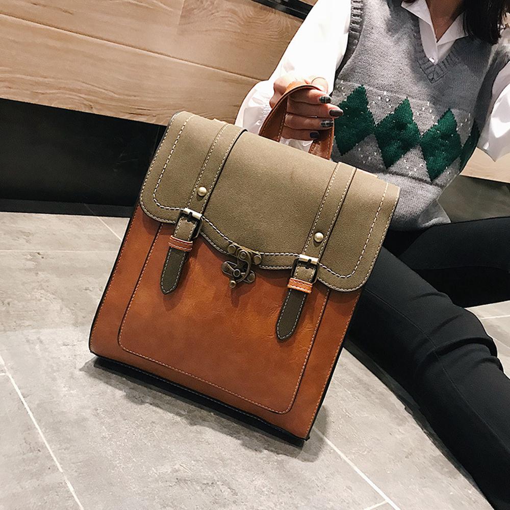 Buy Women'S Pu Leather Stitching Buckle Backpack at affordable prices ...
