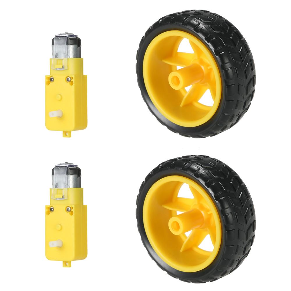 Buy 2 Sets DC Gear Motor + Tire Wheel for Arduino DC 3V-6V Smart Car ...