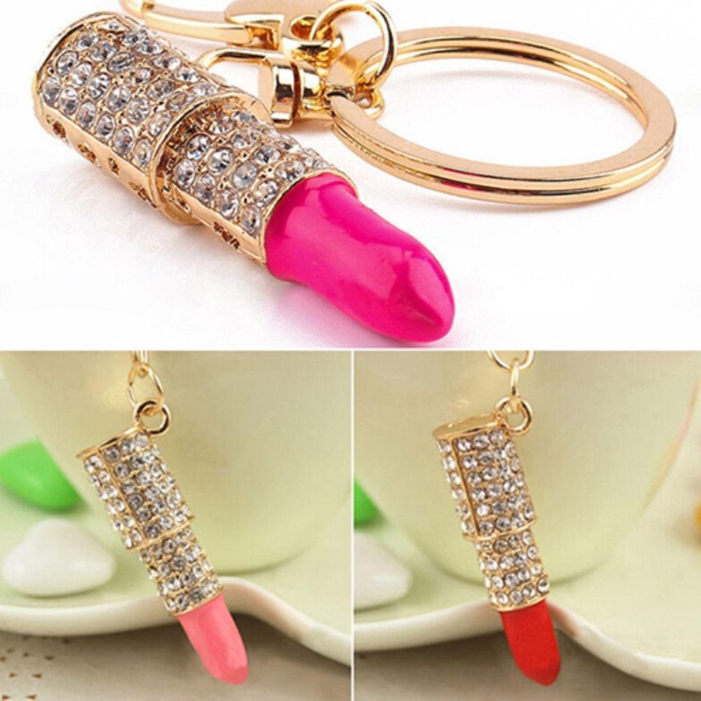 Buy Crystal Rhinestone Lipstick Makeup Keyring Purse Bag Car Pendant ...