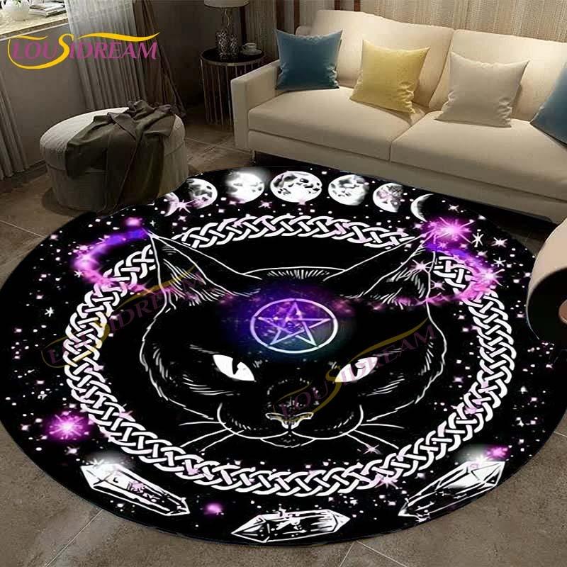 Cheap Cartoon Cat Round Rug Satanic Cat Goat Impaled Throne Area ...