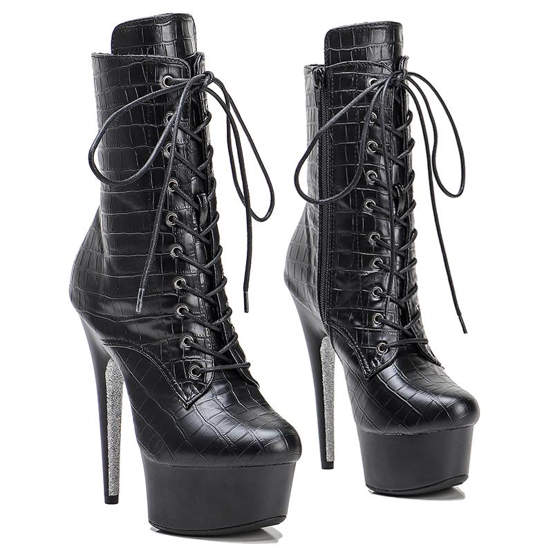Satın alın 15Cm/6Inches Snake Upper High Heel Platform Boots Closed Toe ...