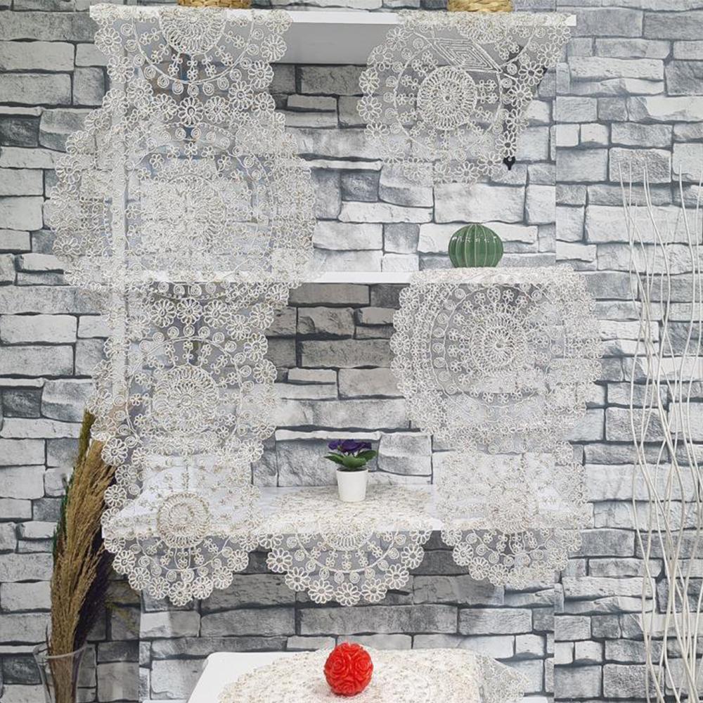 Flower Cord Runner Set 5 pcs for Living room, Bedroom Cream - Gold ...