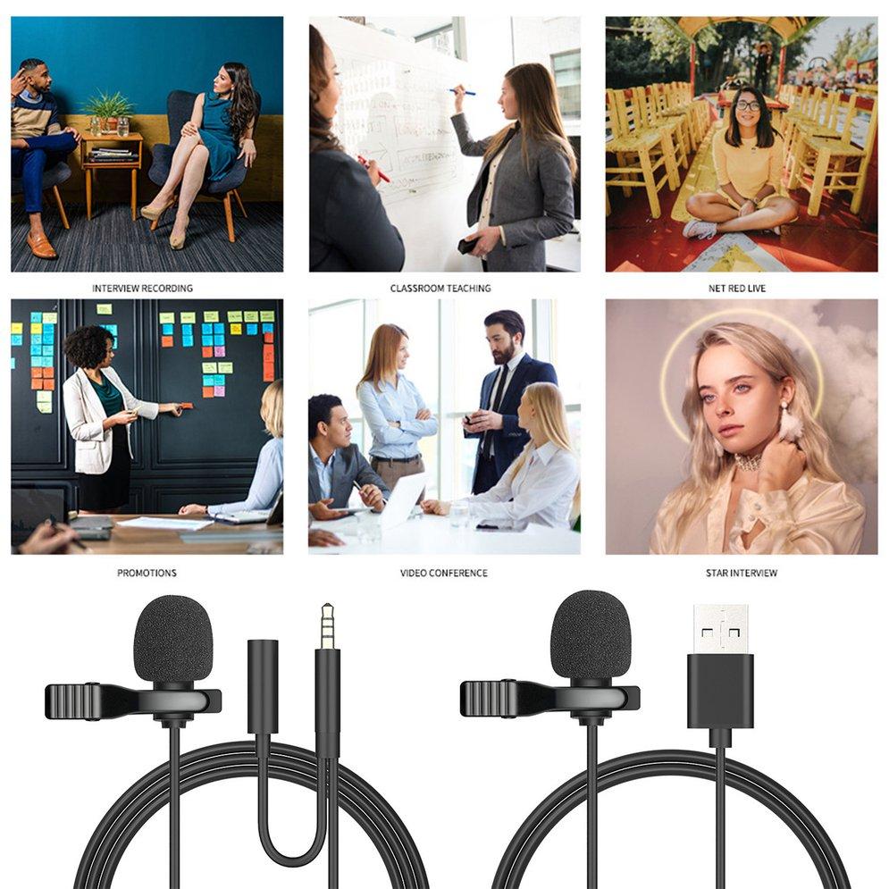 Buy KC Portable USB Mini Microphone 1.5m Lapel Lavalier Mic Clip-on ...