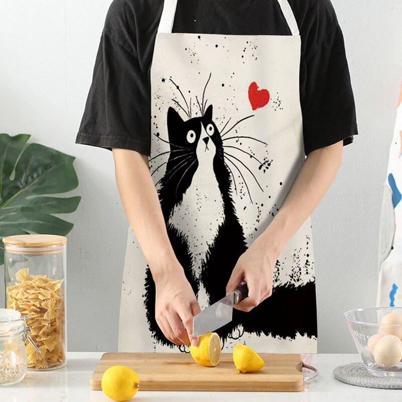 Buy 1Pcs Kitchen Cooking Apron Cute Cat Printed Home Sleeveless Cotton ...