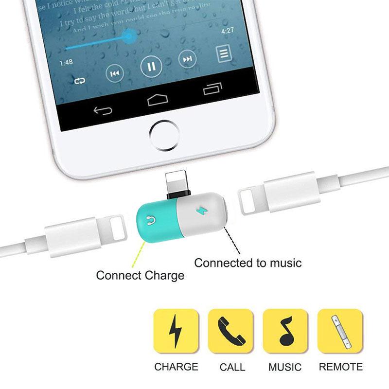Buy For iPhone X 8 7 Plus Charger Splitter Headphone Adapter at ...