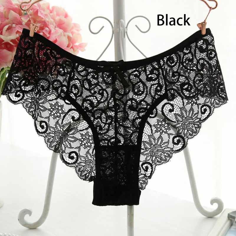 Buy Women Transparent Underwear Lace Mid Waist Triangle Panty Panties ...