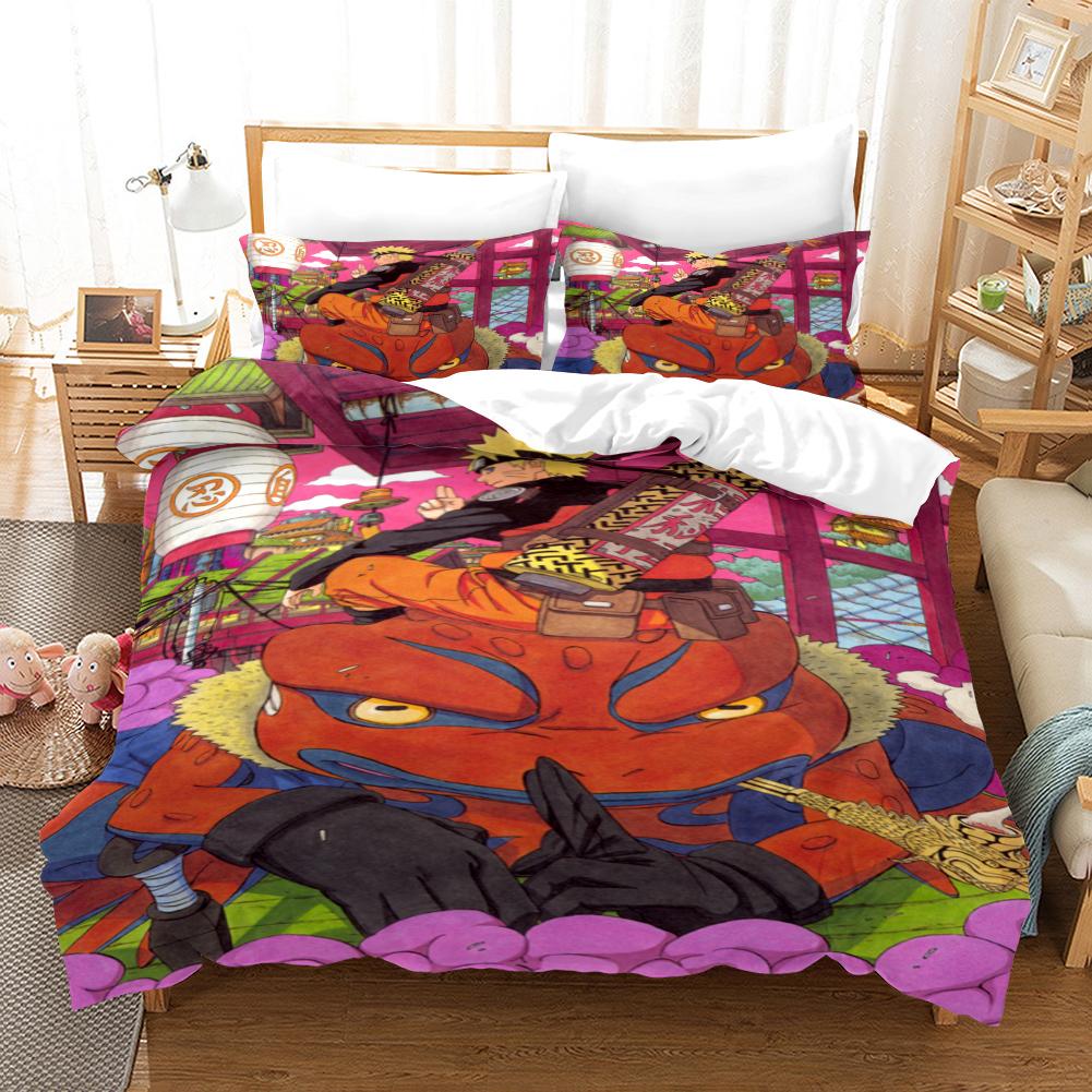 Buy Anime Naruto Bedding Set 3D Print Cartoon Sasuke Comforter Luxury ...