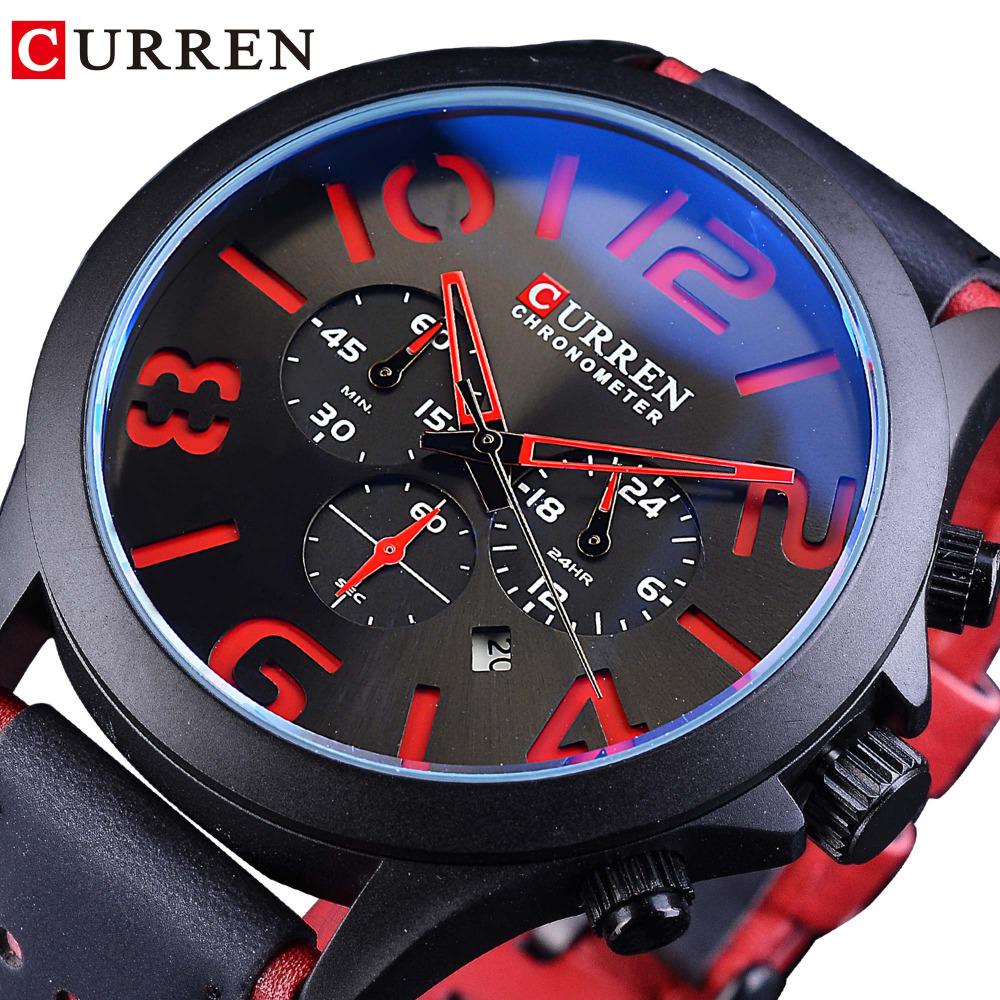 Cheap Wristwatch for Men Blue Glass Dial Calendar Red Sport Watch ...