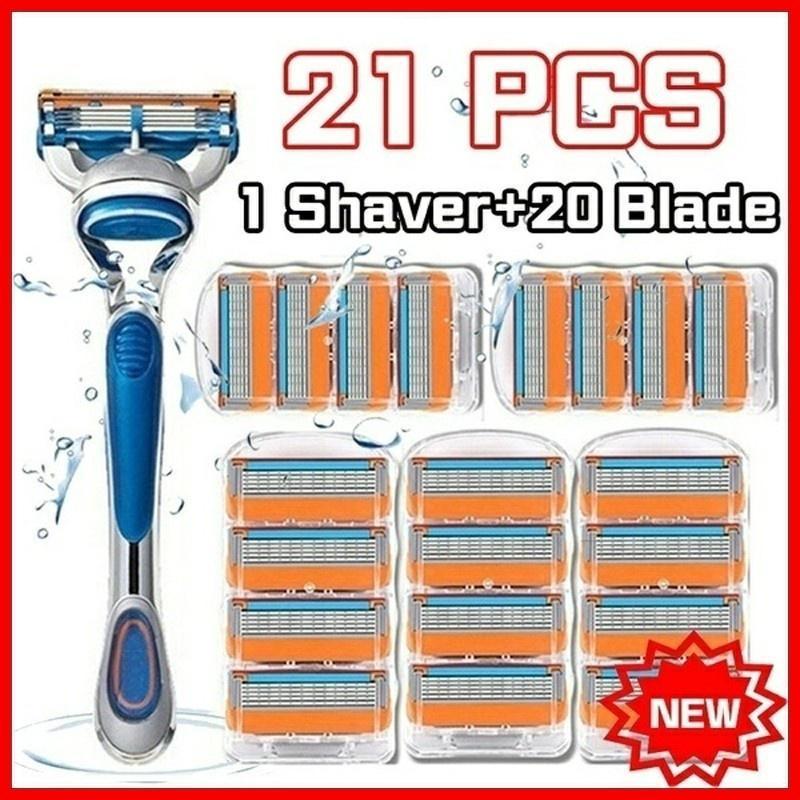 Buy New 20 Pcs Razor and 1 Pcs Holder 5-layer Razor Frame Men's Razor ...
