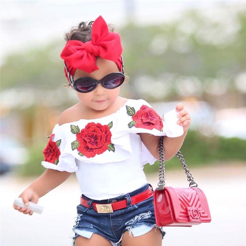 Cumpără Girl Summer Short Sleeve Floral Print T-shirt Tops Tee Children ...