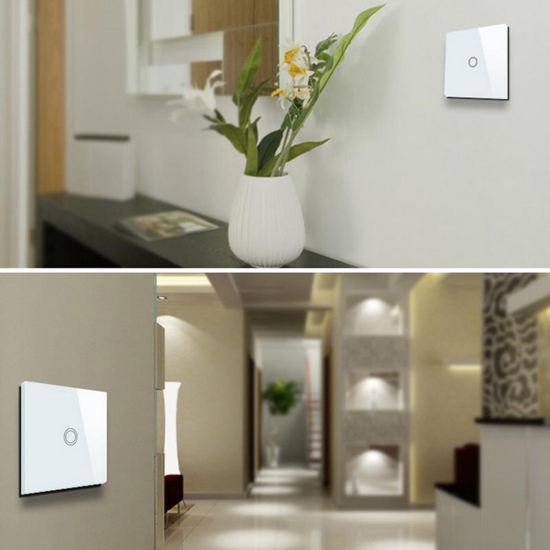 Buy EU/UK Standard 1/2/3 Gang 1 Way Crystal Tempered Glass Touch Screen ...