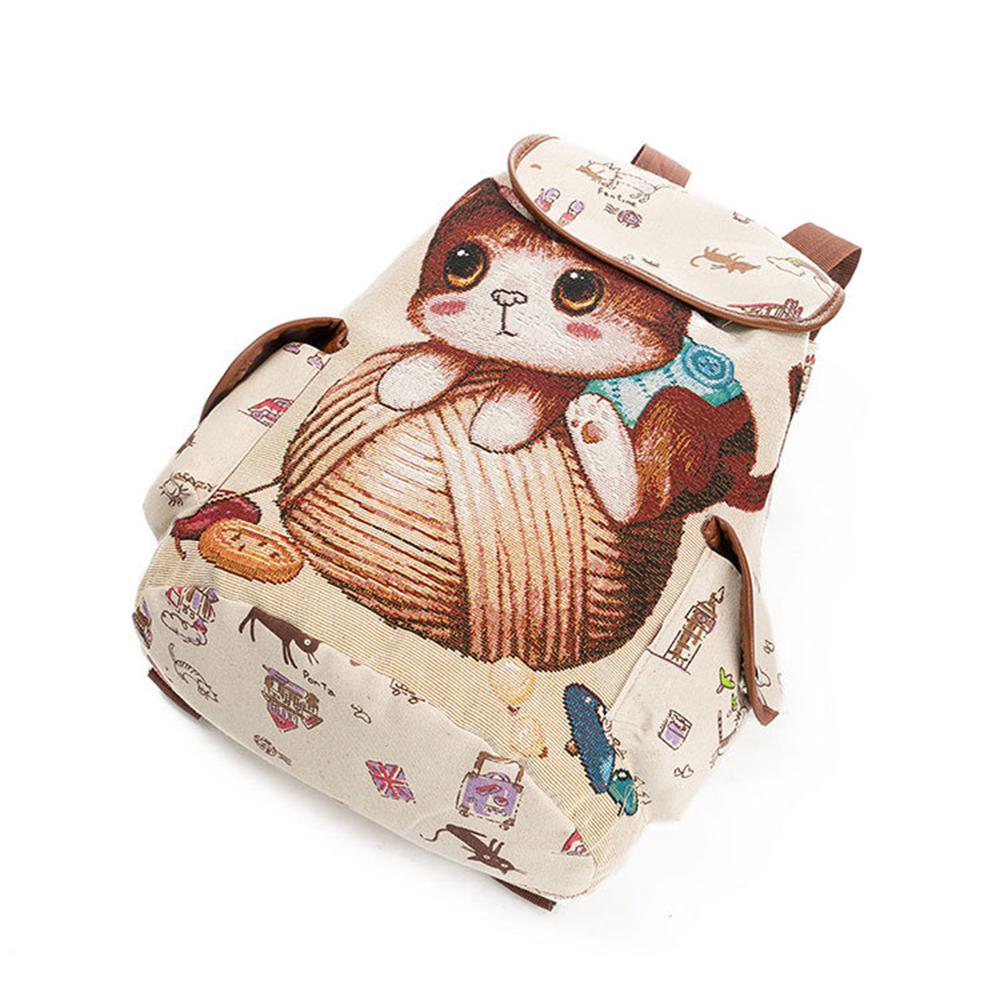 Buy Cute Cat Canvas Backpack Large Capacity Women Casual Backpack ...