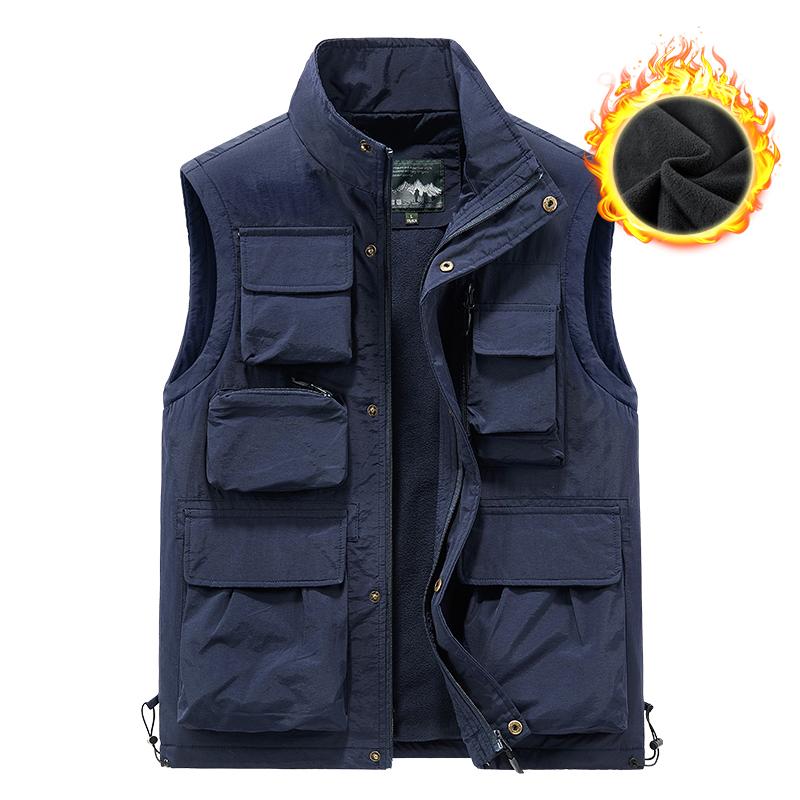 Satın alın Autumn Winter Men Fleece Warm Vest With Many Pockets Male ...