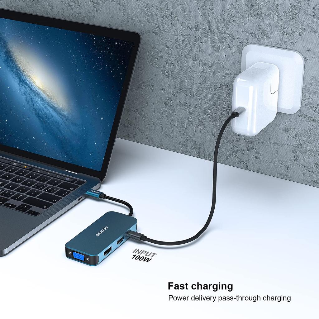 Buy BENFEI 4in1 USB C To HDMI VGA DisplayPort PD Charging USB To HDMI ...