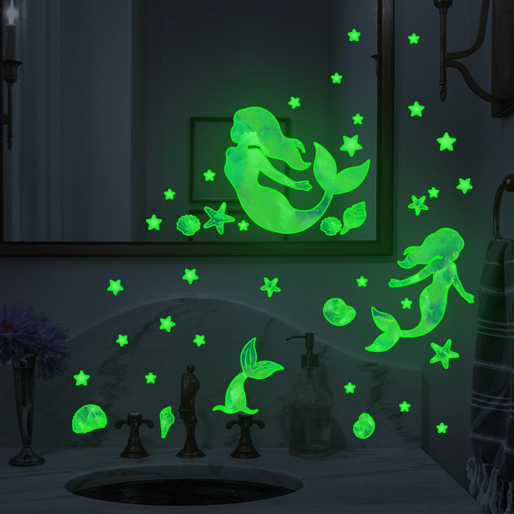Satın alın Glow Mermaid Star Wallpaper Room Bathroom Decoration Self ...
