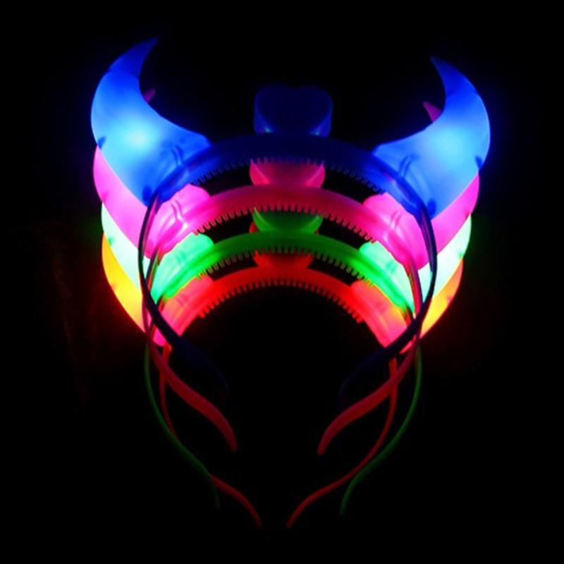 Buy LED Devil Horn Light Up Headband Flashing Horn Halloween Christmas ...