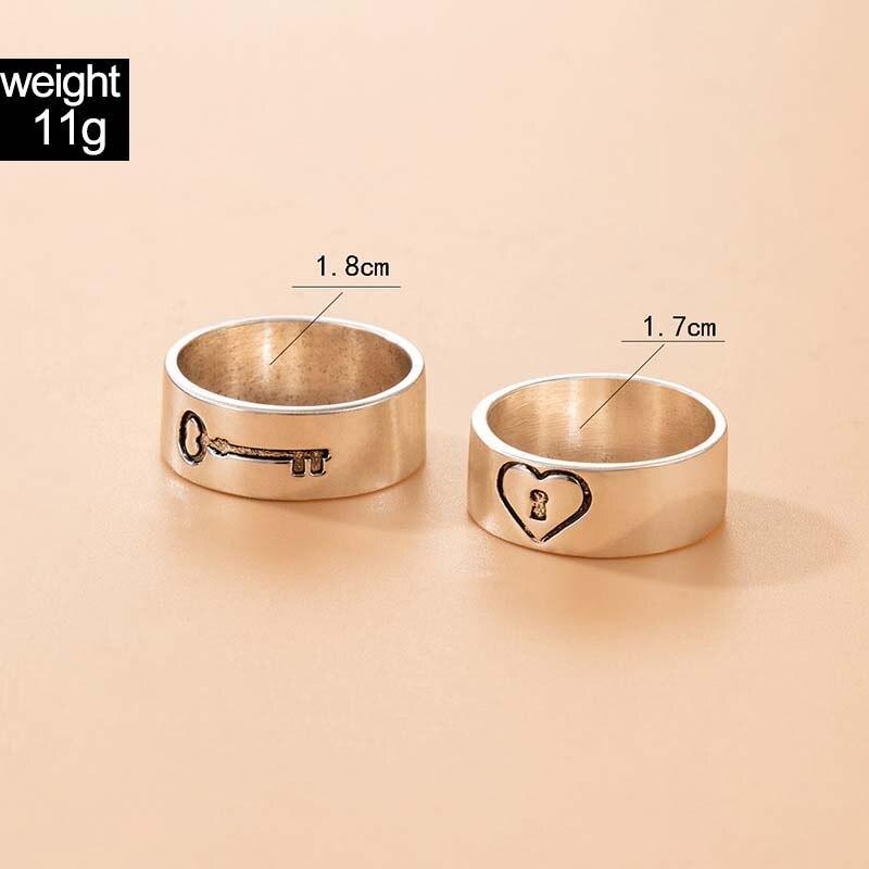 Buy Trendy Couple Rings for Women Men Cartoon Love Heart Carving ...