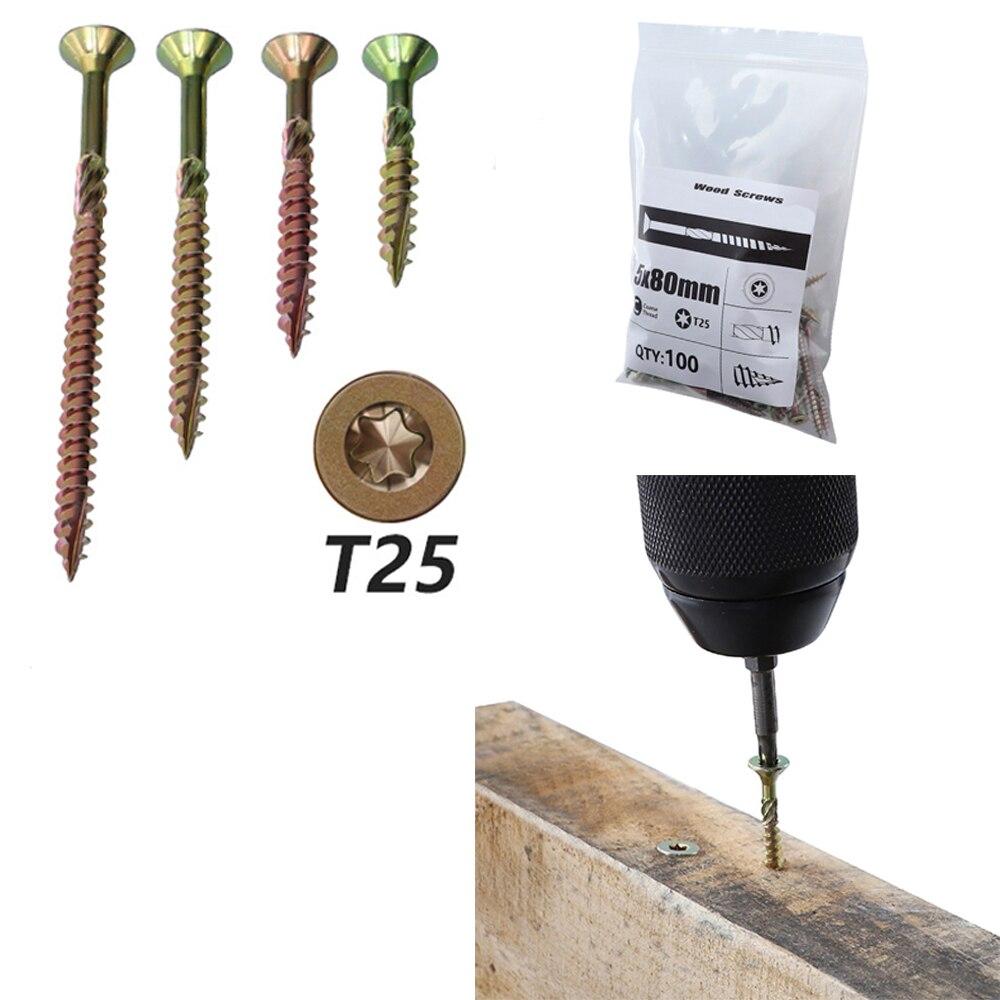Buy 100Pcs/Package 35/45/60/80mm Woodworking Hole Screws T25 Torx Self ...
