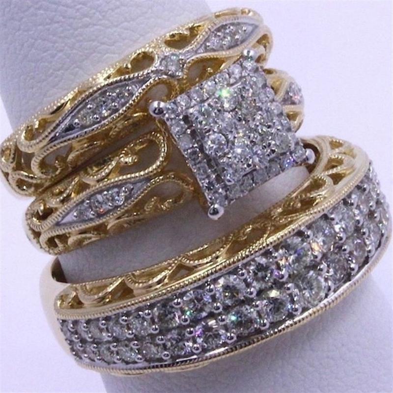 Buy Electroplated Bride Engagement Women Jewelly Fashion Couples Three ...