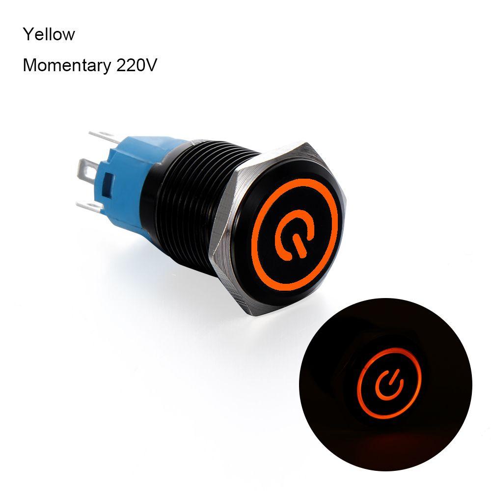 Buy New 16mm 5V 12V 24V 220V Ring Metal Push Button LED Light Momentary ...