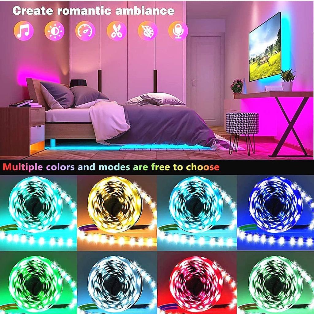 Buy Tenmiro Bedroom LED Light 100 Feet (2 Rolls of 50 Feet) Music ...