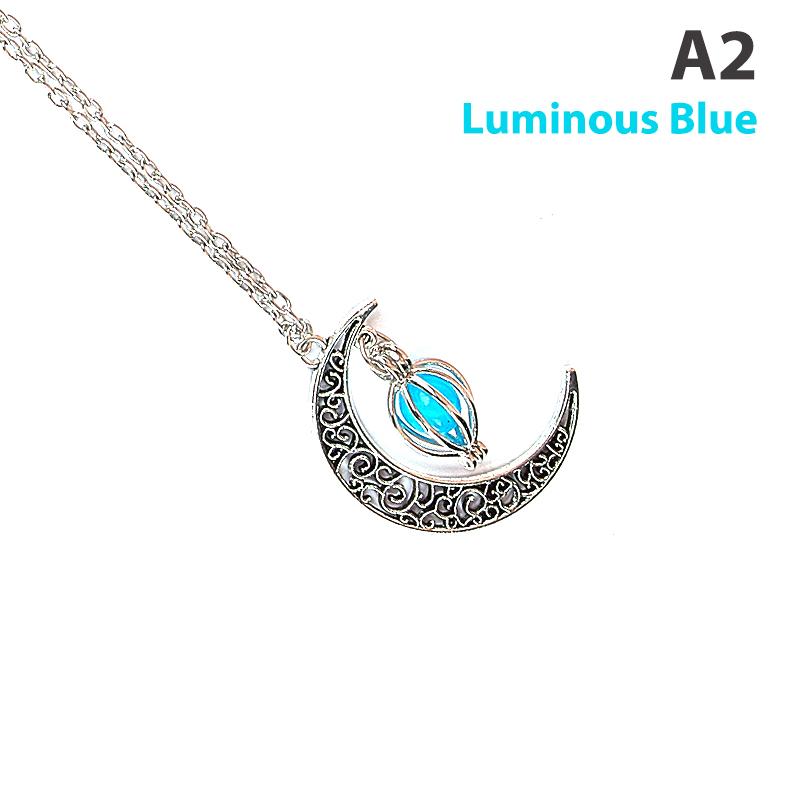 Luminous Pendant Women Moon Glowing Stone Necklace Christmas Necklaces ...
