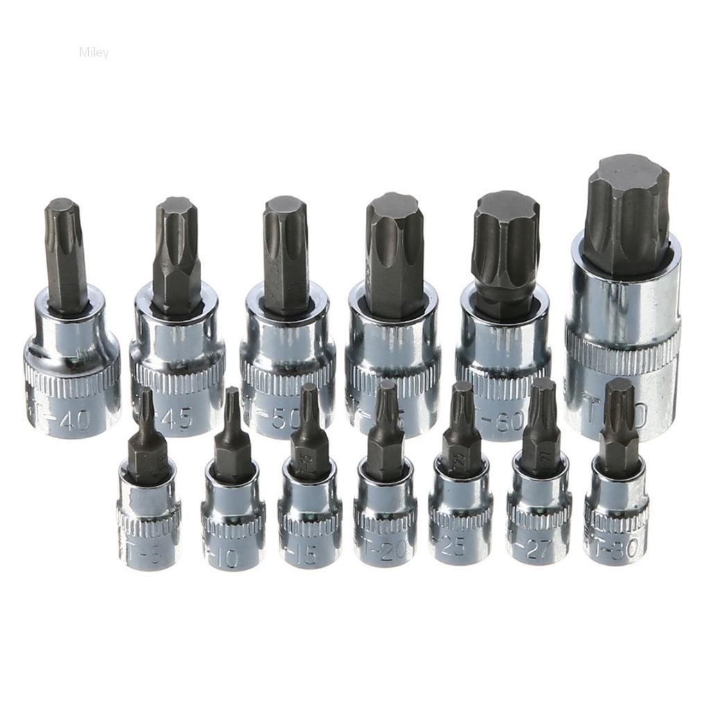 Buy Mayitr 13PCS 1/4" 3/8" 1/2" Drive Tamper Proof Torx Star Bit Socket ...