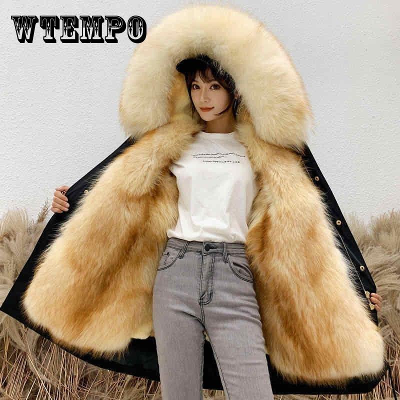 Buy Women's Winter Hooded Parka Coat Mid-length Removable Raccoon Fur ...