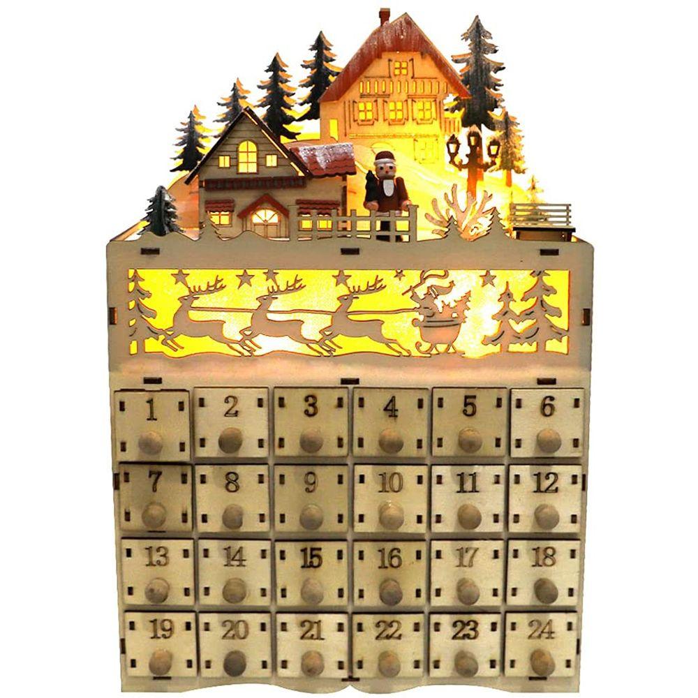 Buy Countdown Drawer Box House LED Lighted Village 24 Days Advent ...