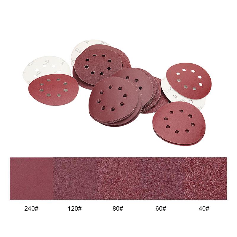 Buy 50pcs Sanding Discs 5 Inch Hook Loop Round Sandpaper Discs Dustless ...