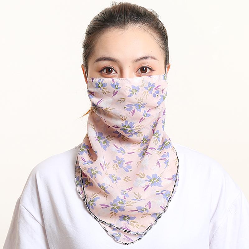 Women Chiffon Neck Scarf Face Mask Cover Sunscreen Scarves Wraps ...