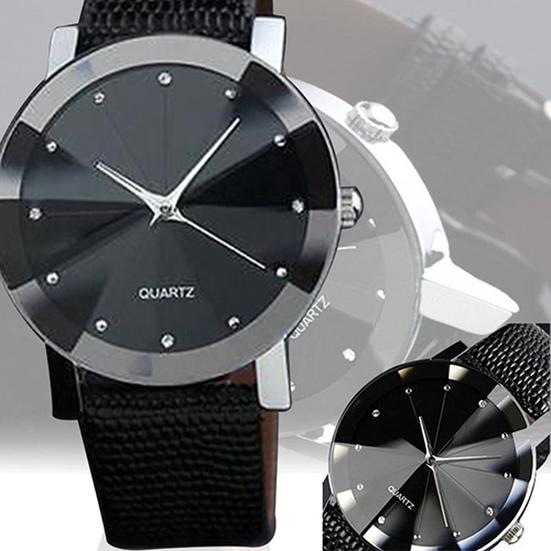 Buy Mens Fashion Causal Leather Large Quartz Sports Faux Round Dial ...