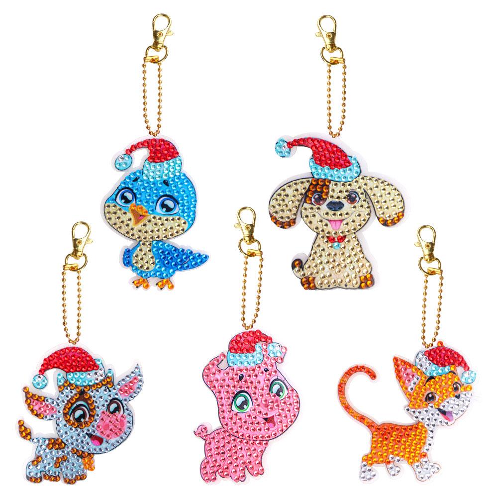 Cheap DIY Diamond Painting Keychain 5pcs Animal (Double-Side Diamond ...