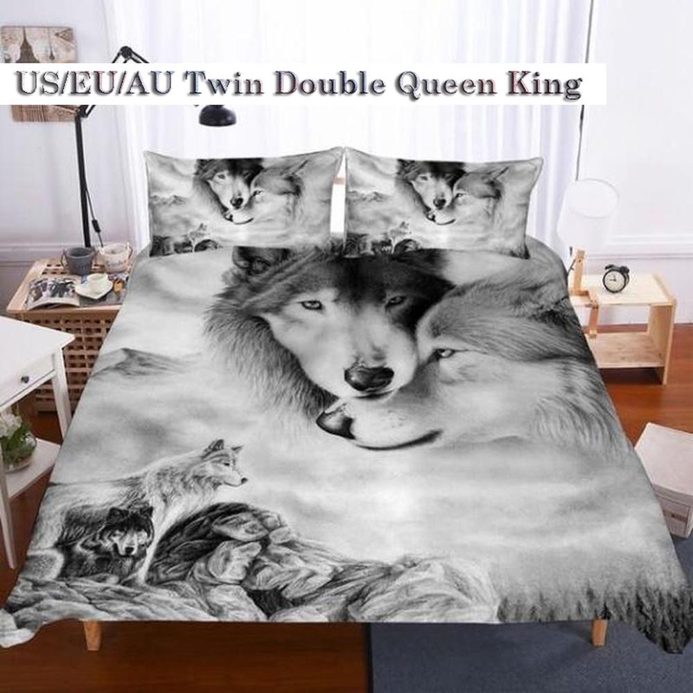 Buy Fabric Wolf Wrinkle Free Duvet Cover Set with Pillowcase EU/AU/US ...