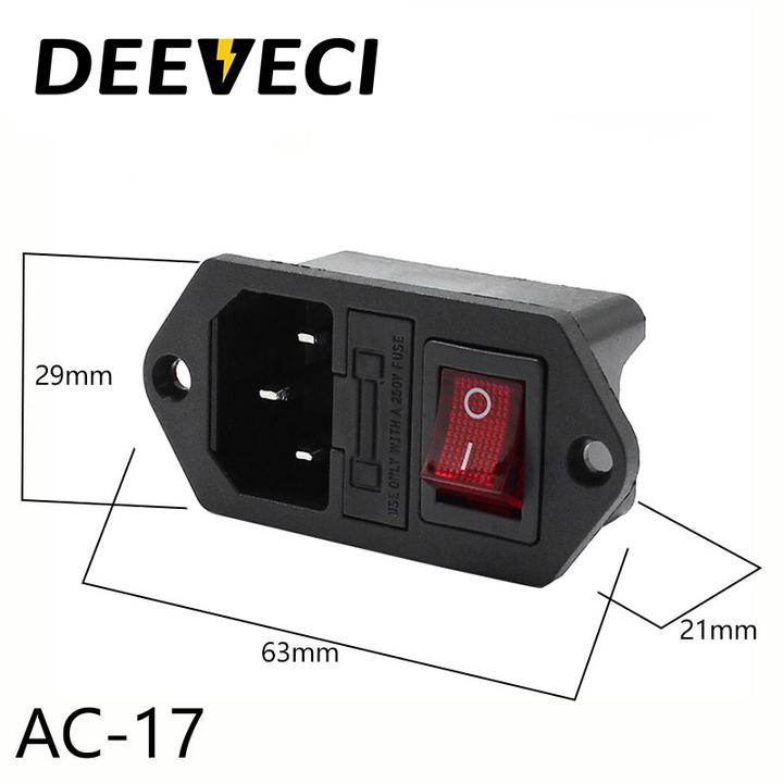 Cheap Electrical AC Socket 2 pin red LED 250V 4p Rocker Switch 10A fuse ...