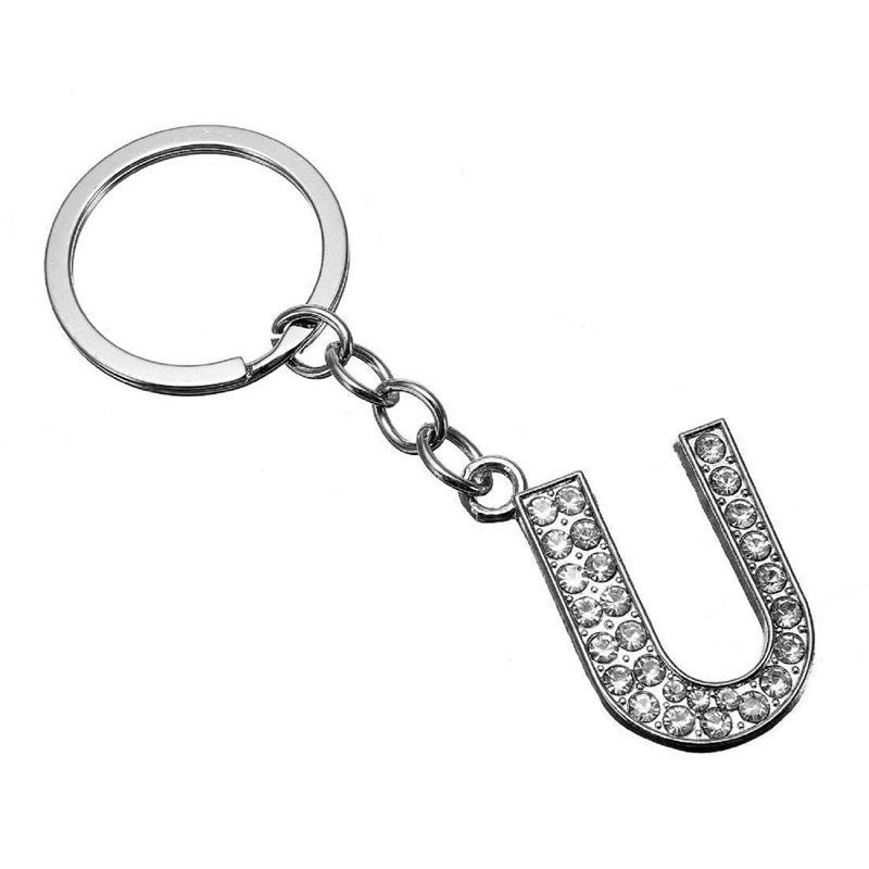 Buy Keychain Crystal Rhinestones 26 Alphabet Keyring Initial Letter Key ...