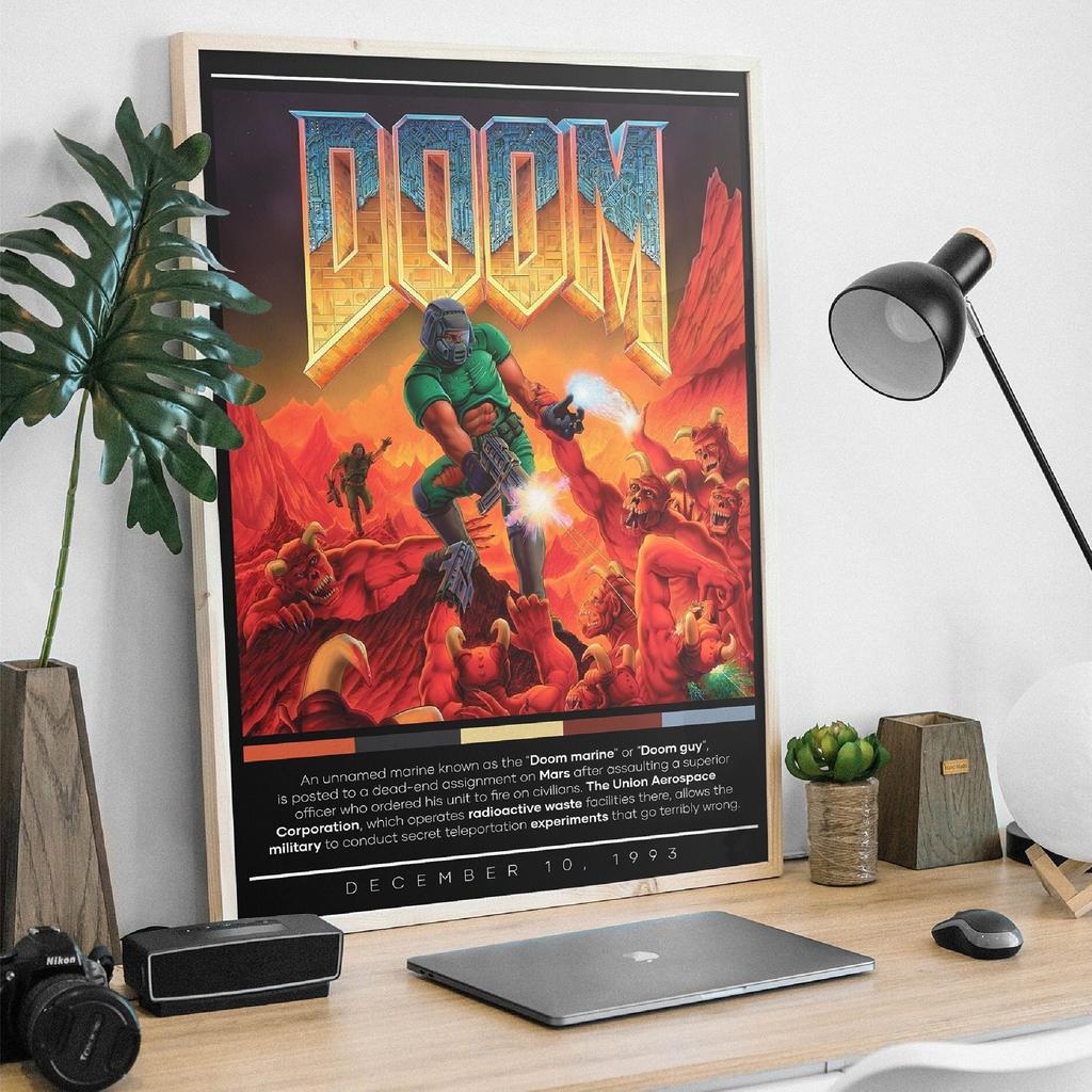 Buy Video Game DOOM Character Pictures 80s Retro Art Home Wall Decor ...