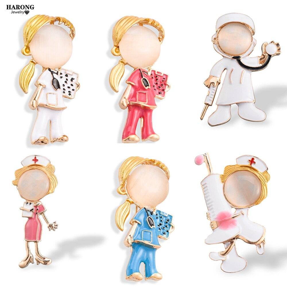 Buy Harong Pretty Girl Nurse Opal Medical Enamel Brooch Pin Cute Badge ...