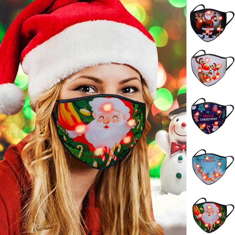 Buy Adult Led Christmas Masks Light Up Glowing Christmas Cosplay Face ...
