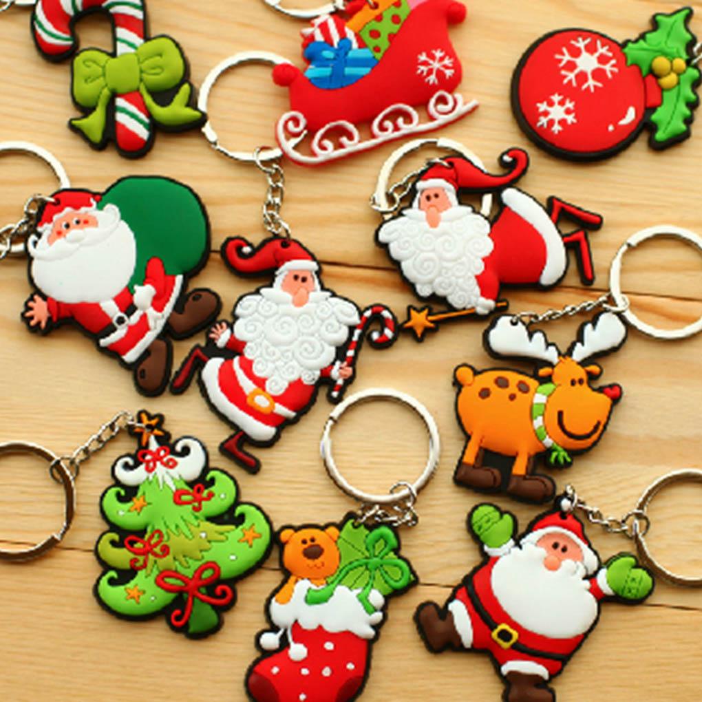 Mini Father Christmas Tree Decor Keychains Santa Claus Keyring Kids ...