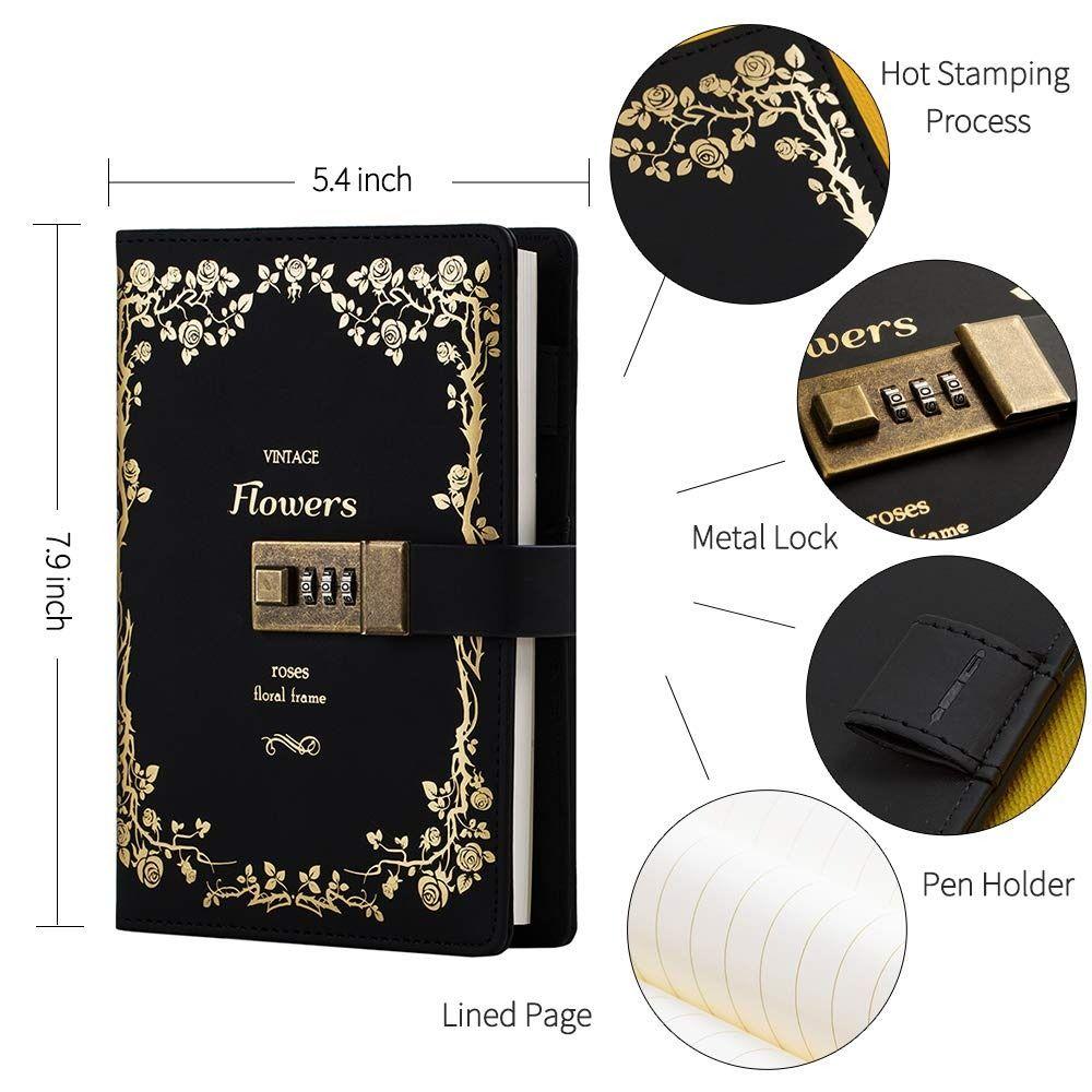 Cheap Diary Journal with Lock Cover Stamping Embossed Design Ruled Hot ...