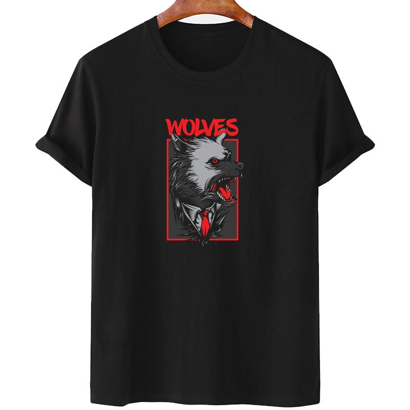 Buy Mafia Wolves Printed Black Cotton Top Knitted T-Shirt Plus Size ...