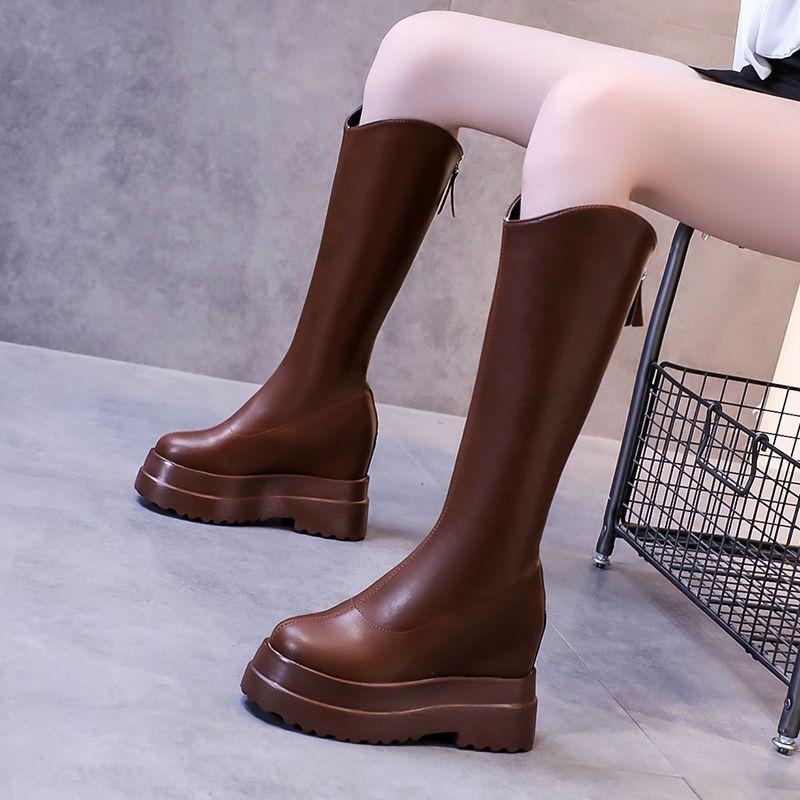 Buy Chunky Platform Pu Leather Knee High Boots Women Shoes Woman Retro ...