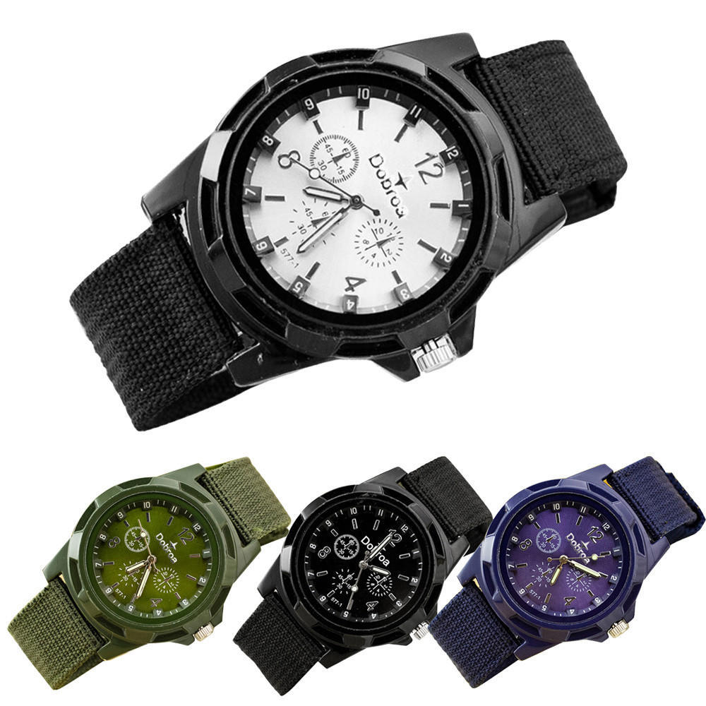 Buy Men's Fashion Sport Braided Canvas Belt Watch Analog Wrist at ...