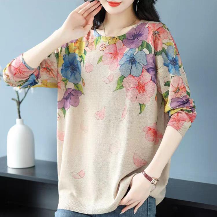 Cheap DIMANAF 2024 New Spring Sweaters Pullover Floral Women Red ...