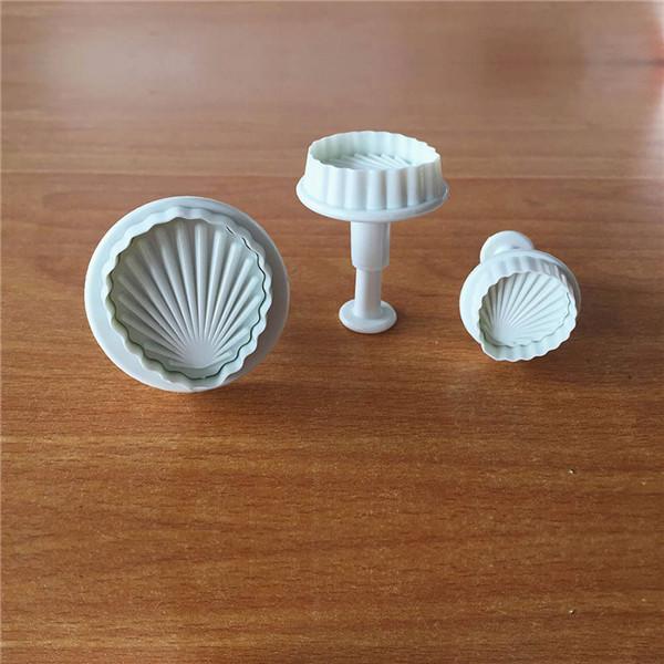 Buy 3Pcs/set White Sea Shell Shape 3D Silicone Food Grade Plastic ...