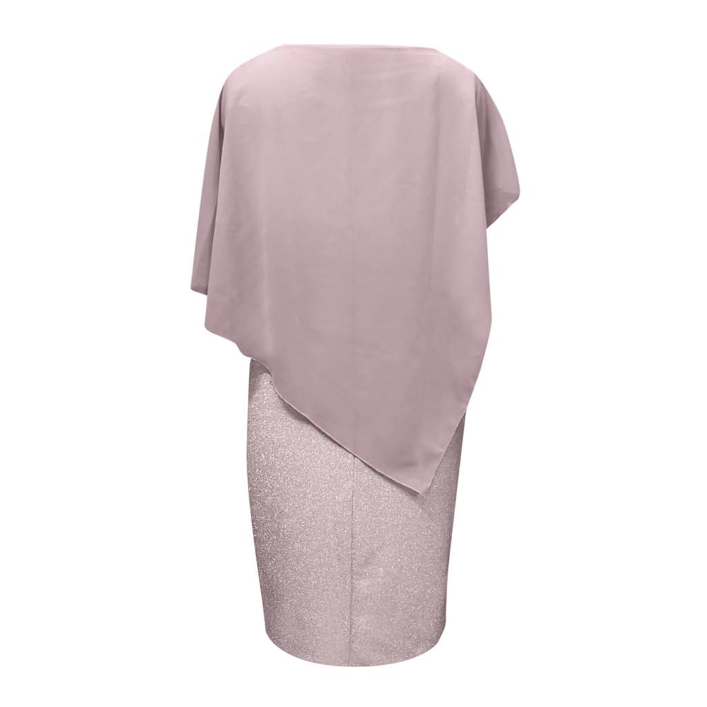 Buy Women Casual Stitching Solid Short Sleeve Shawl Slim Mini Sheath ...