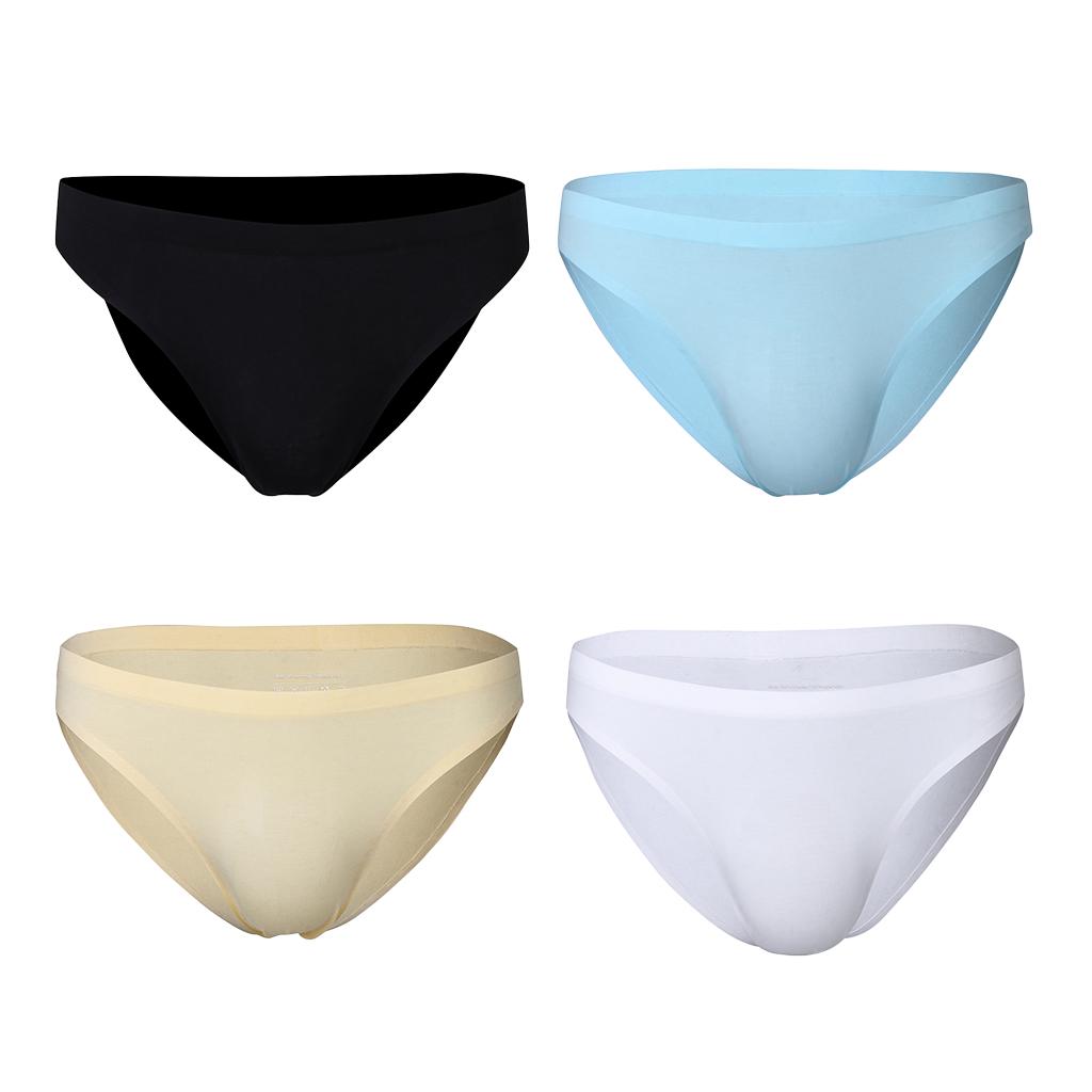 Buy Sexy Men Modal Panties Seamless Low Rise Briefs Underwear M Black ...